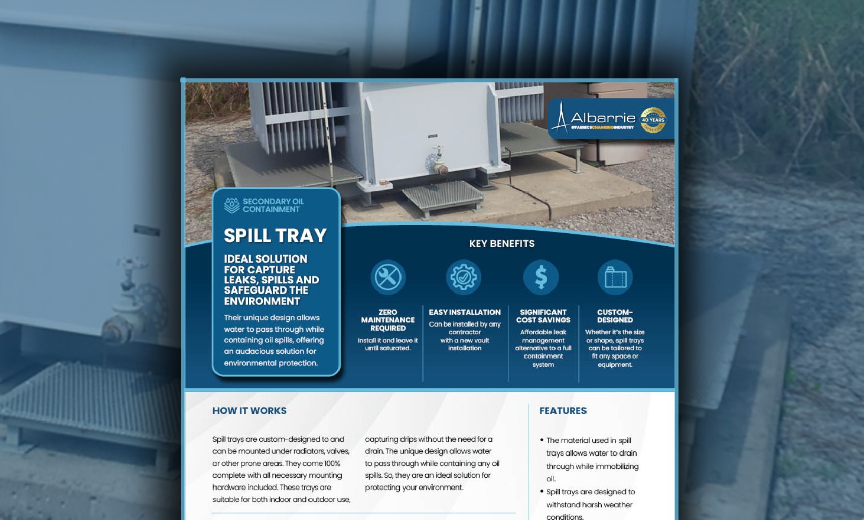 Spill Tray for Transformer Containment | Albarrie | Albarrie