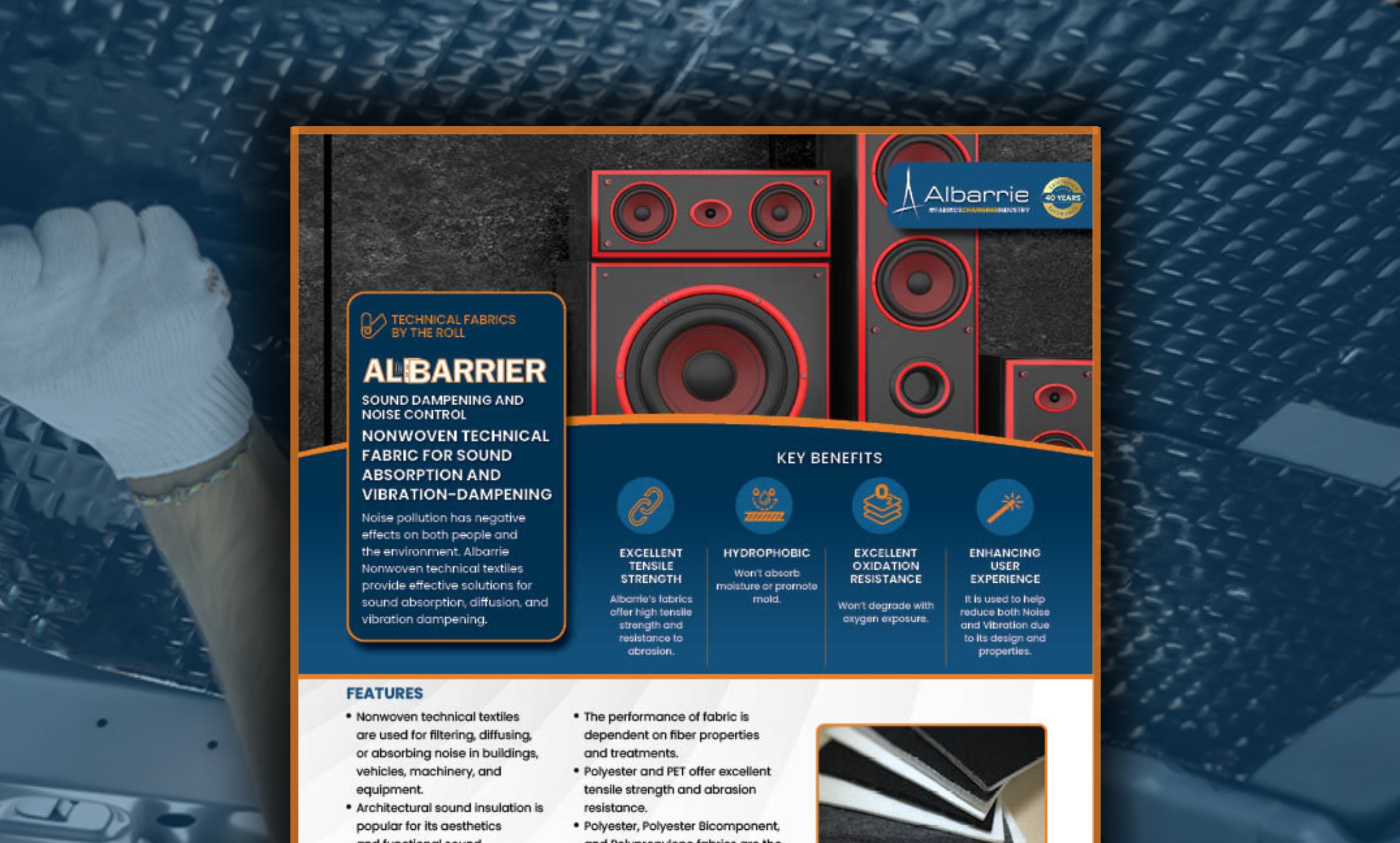 Technical Fabric For Sound Absorption and Vibration Dampening | Albarrie